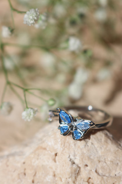Emma Blue Butterfly Spinner Ring Shopping | Spin N Sparkle